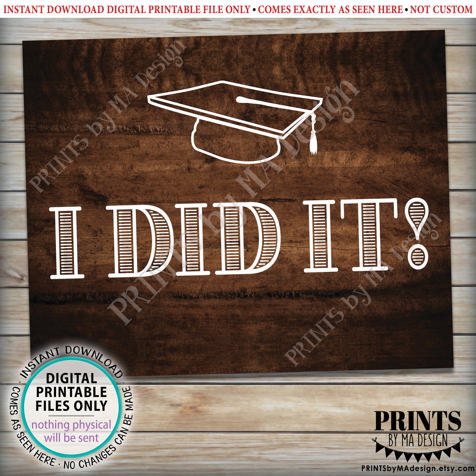 I Did It Graduation Sign High School Graduation or College - Etsy
