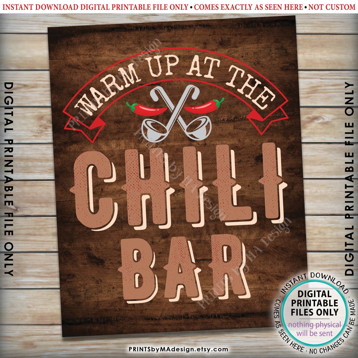Chili Bar Sign Warm up at the Chili Station PRINTABLE - Etsy