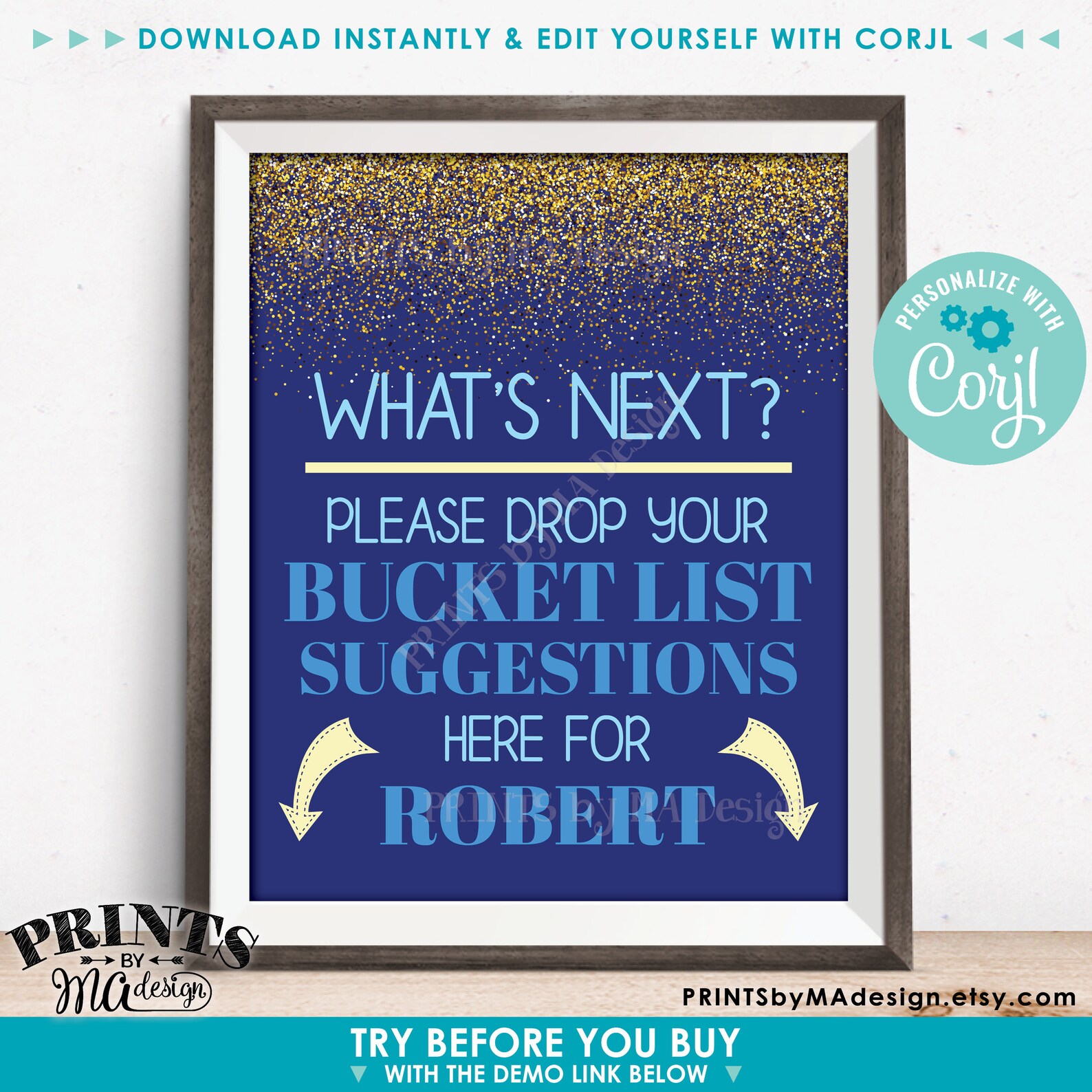Editable Bucket List Sign Custom PRINTABLE 8x10/16x20 Bucket - Etsy
