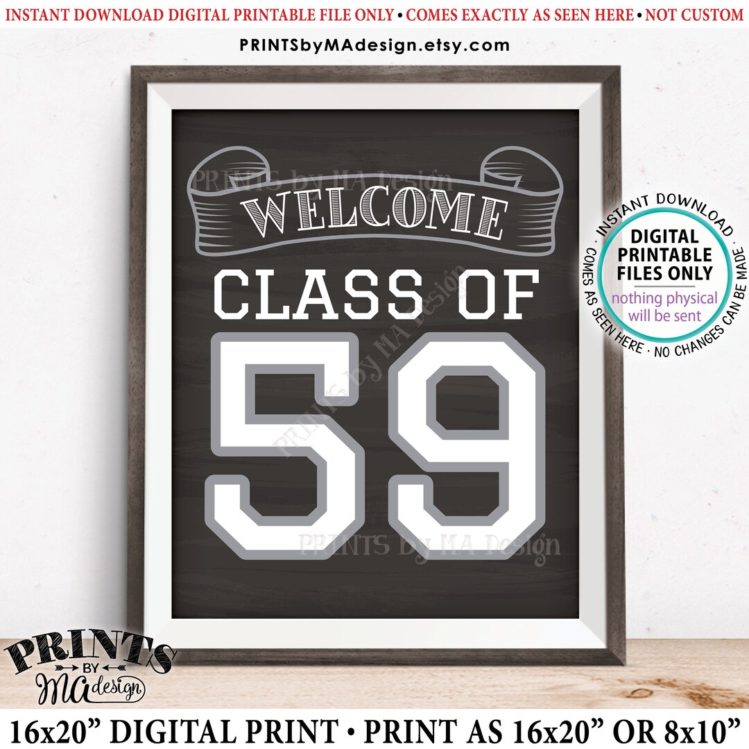Class of 59 Sign, Welcome Class of 1959 Welcome Sign, Reunion ...
