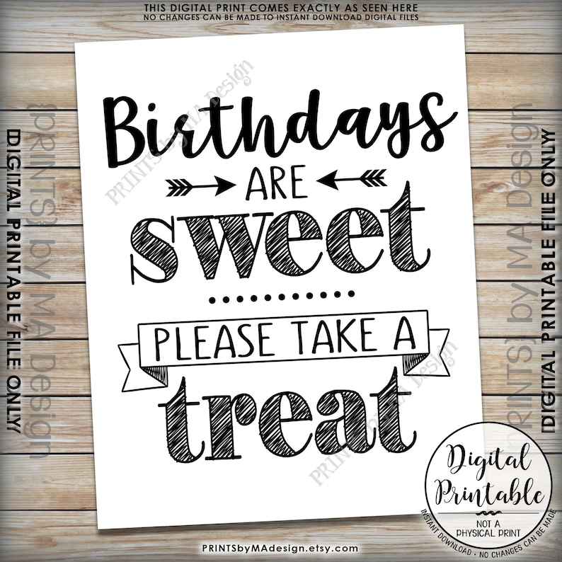 Birthdays Are Sweet Please Take a Treat Birthday Party Favors - Etsy