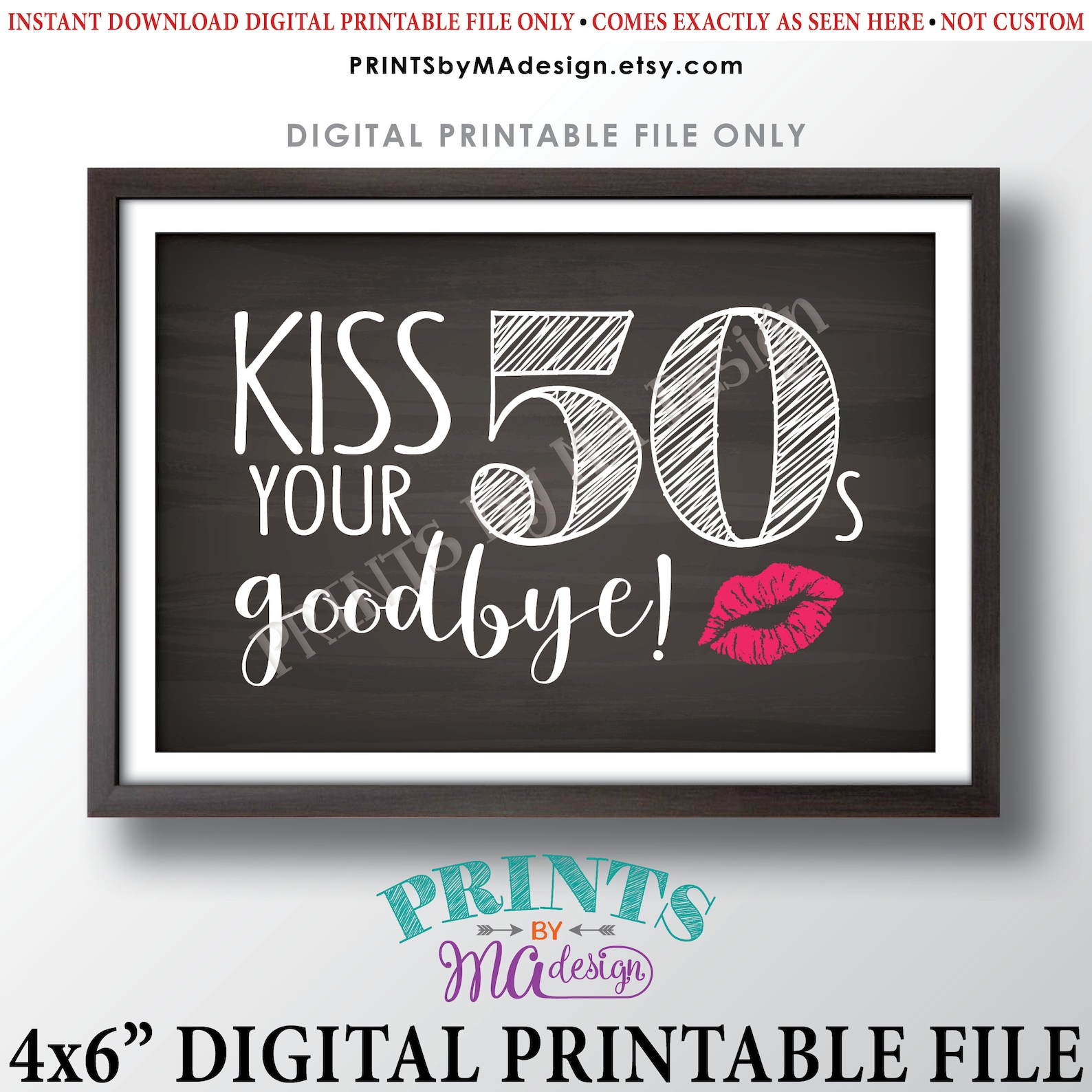 60th Birthday Sign Kiss Your 50s Goodbye Funny 60th Candy - Etsy