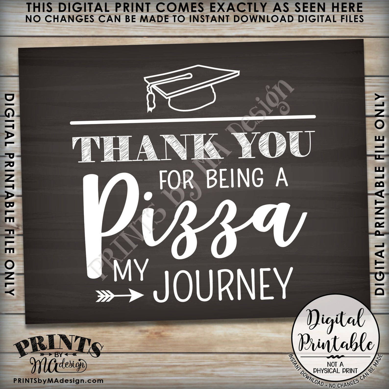 Graduation Party Pizza Sign, Thank You for Being a Pizza My Journey ...