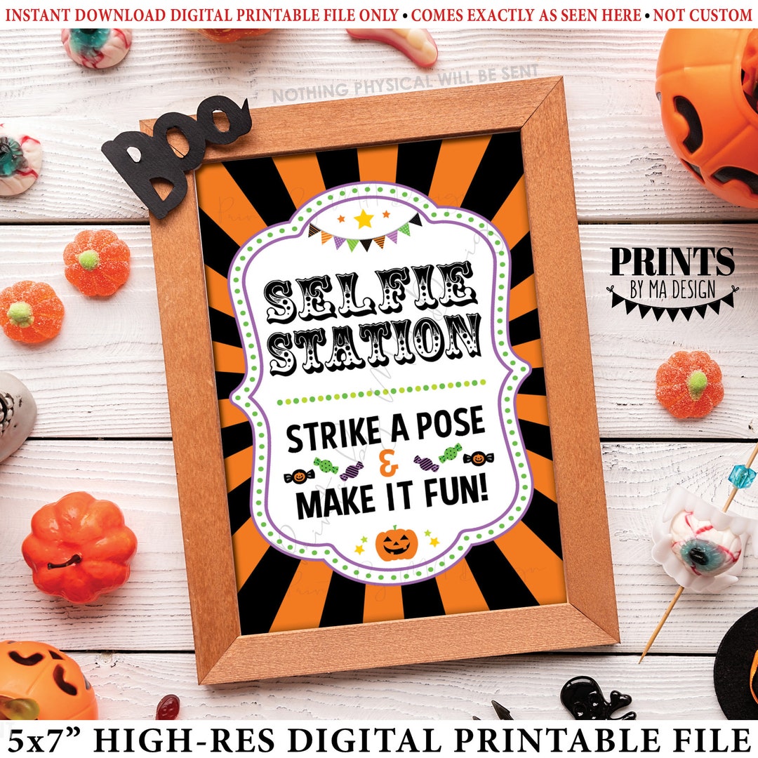 Halloween Selfie Station Sign, Carnival Theme Halloween Party, Circus ...