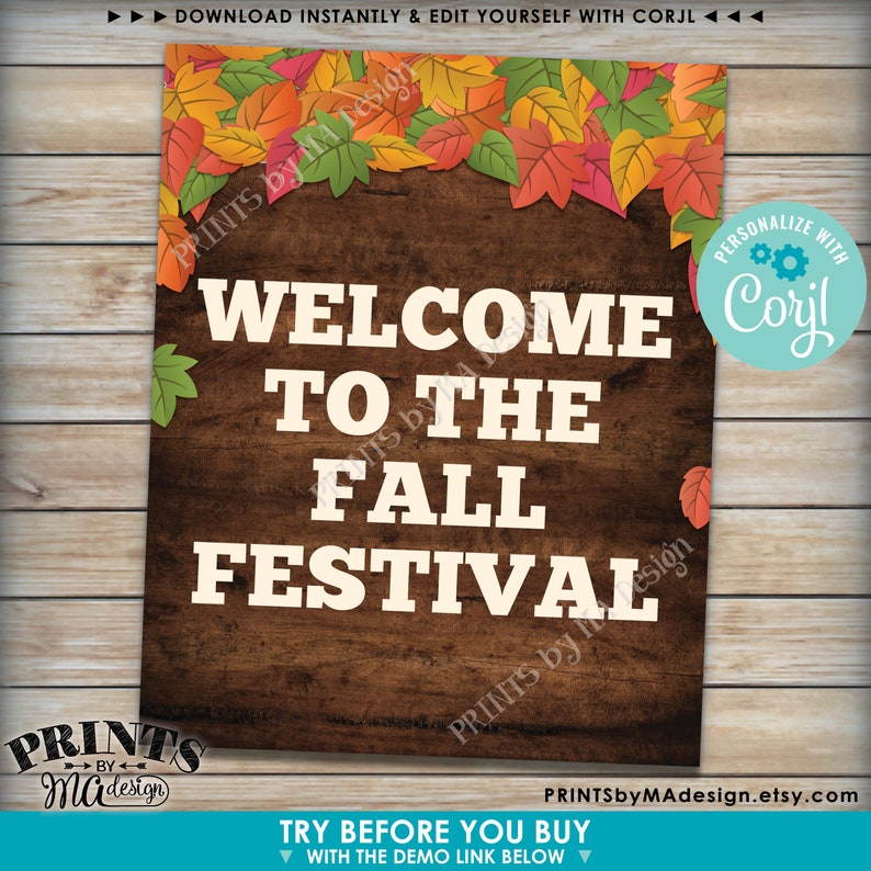 Custom Fall Themed Rustic Wood Style Poster Choose Your Text | Etsy