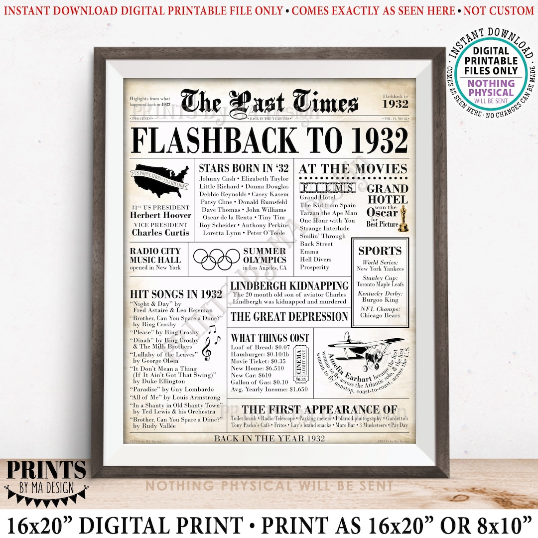 Flashback to 1932 Newspaper, Back in the Year '32 USA History From 1932 ...