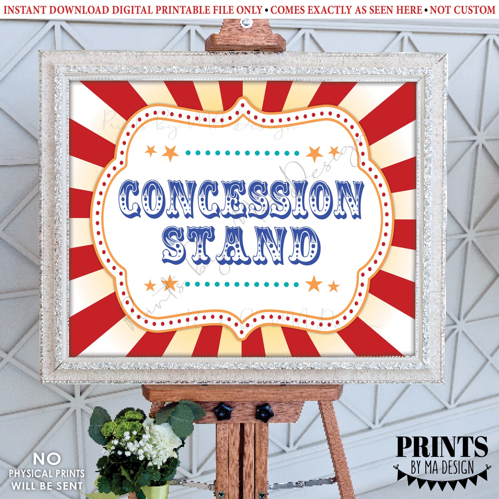 Carnival Party Concession Stand Sign, Concessions Carnival Sign, Circus ...