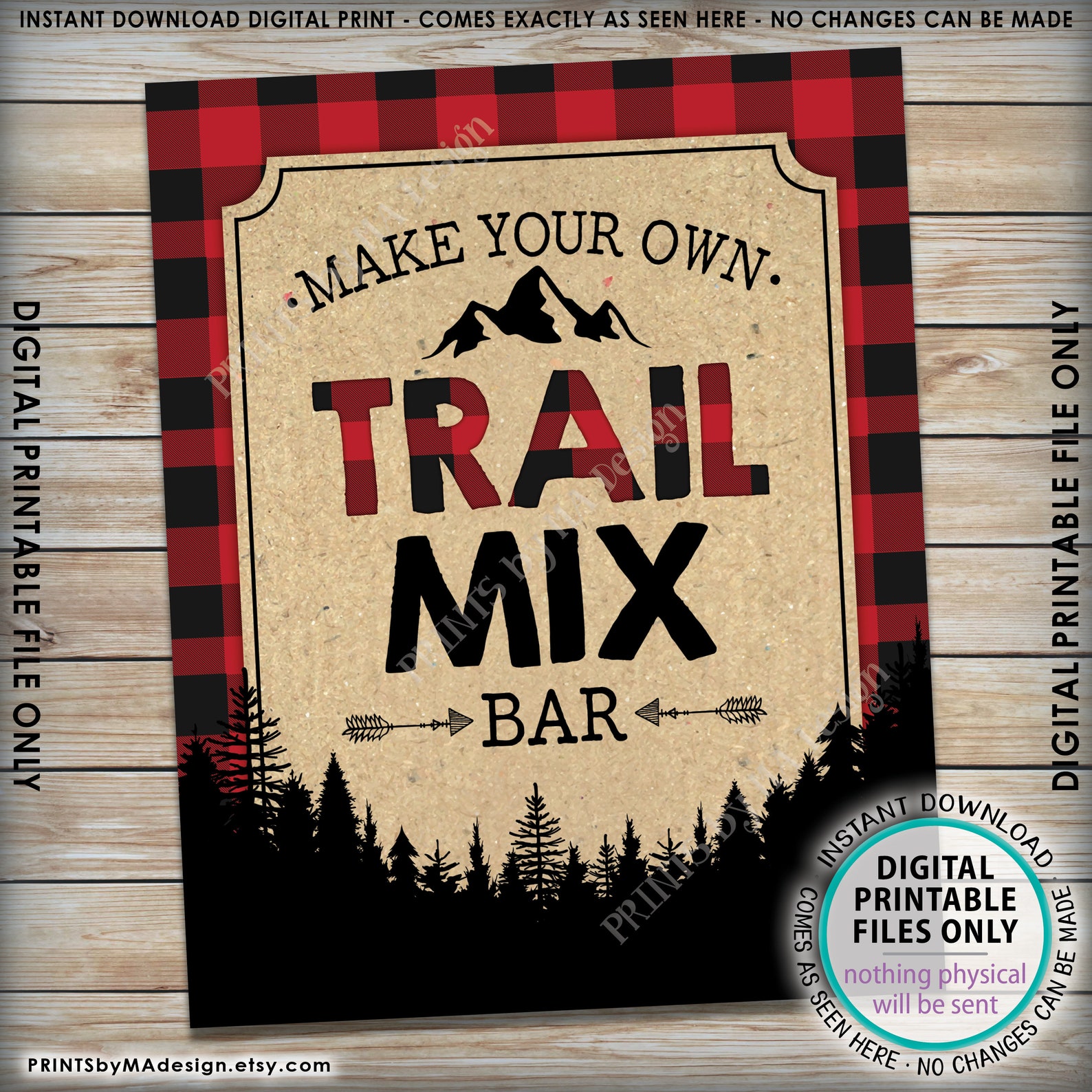 Trail Mix Bar Sign Make Your Own Trail Mix Lumberjack Style | Etsy