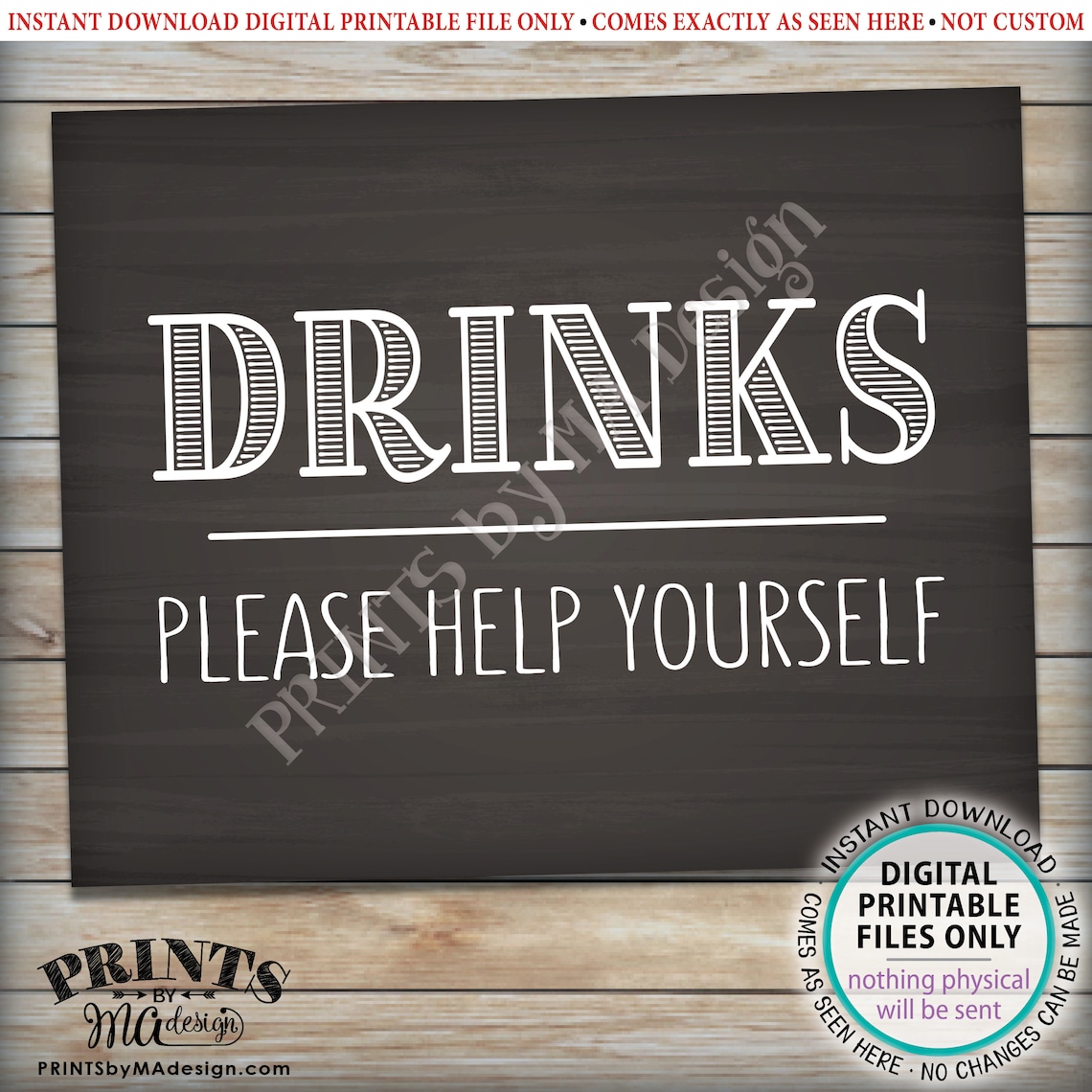 Drinks Sign, Please Help Yourself to a Beverage Station Sign, PRINTABLE ...