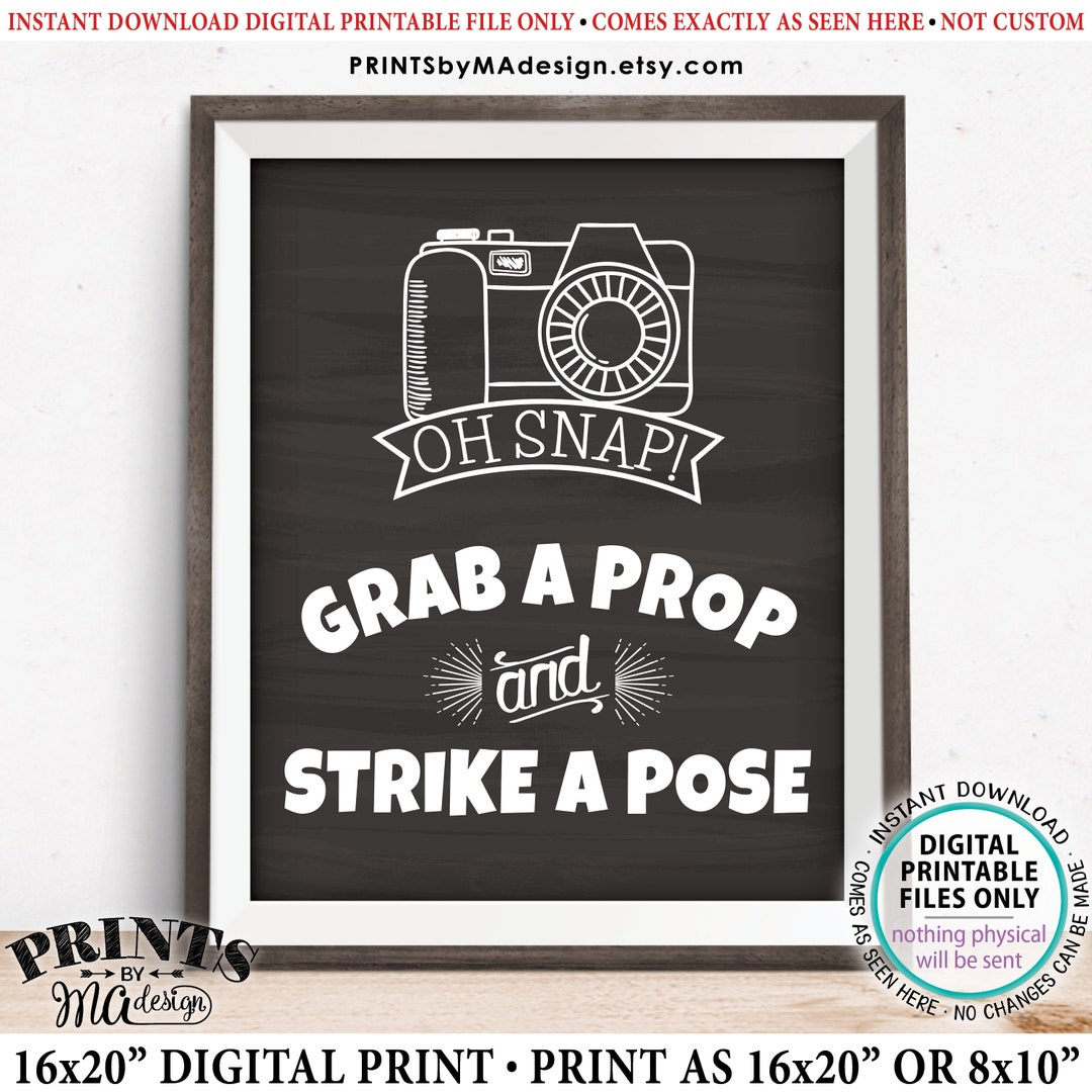 Grab a Prop and Strike a Pose Sign, Photo Booth Selfie Station ...