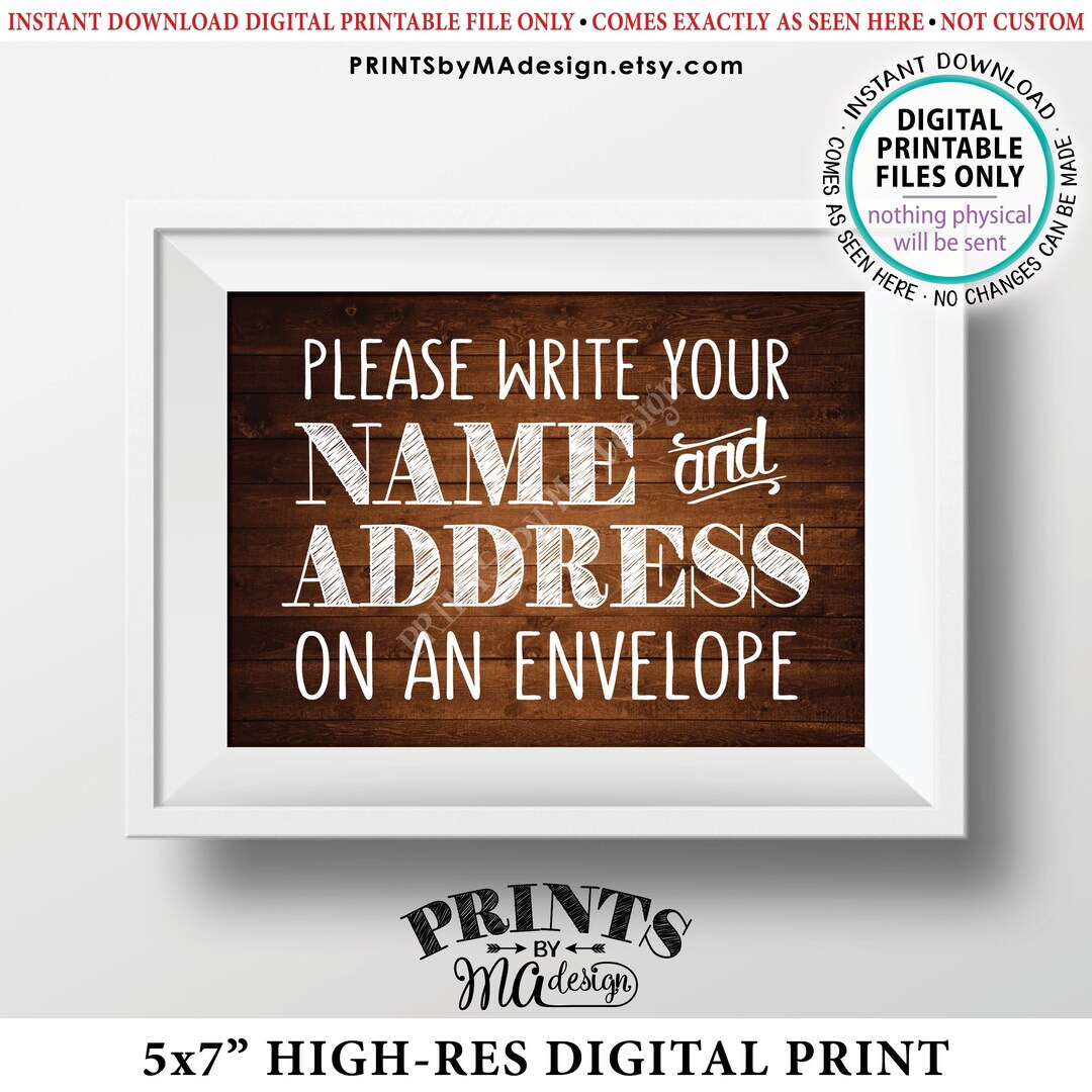 Address an Envelope Sign, Make Yourself the Addressee, PRINTABLE 5x7 ...