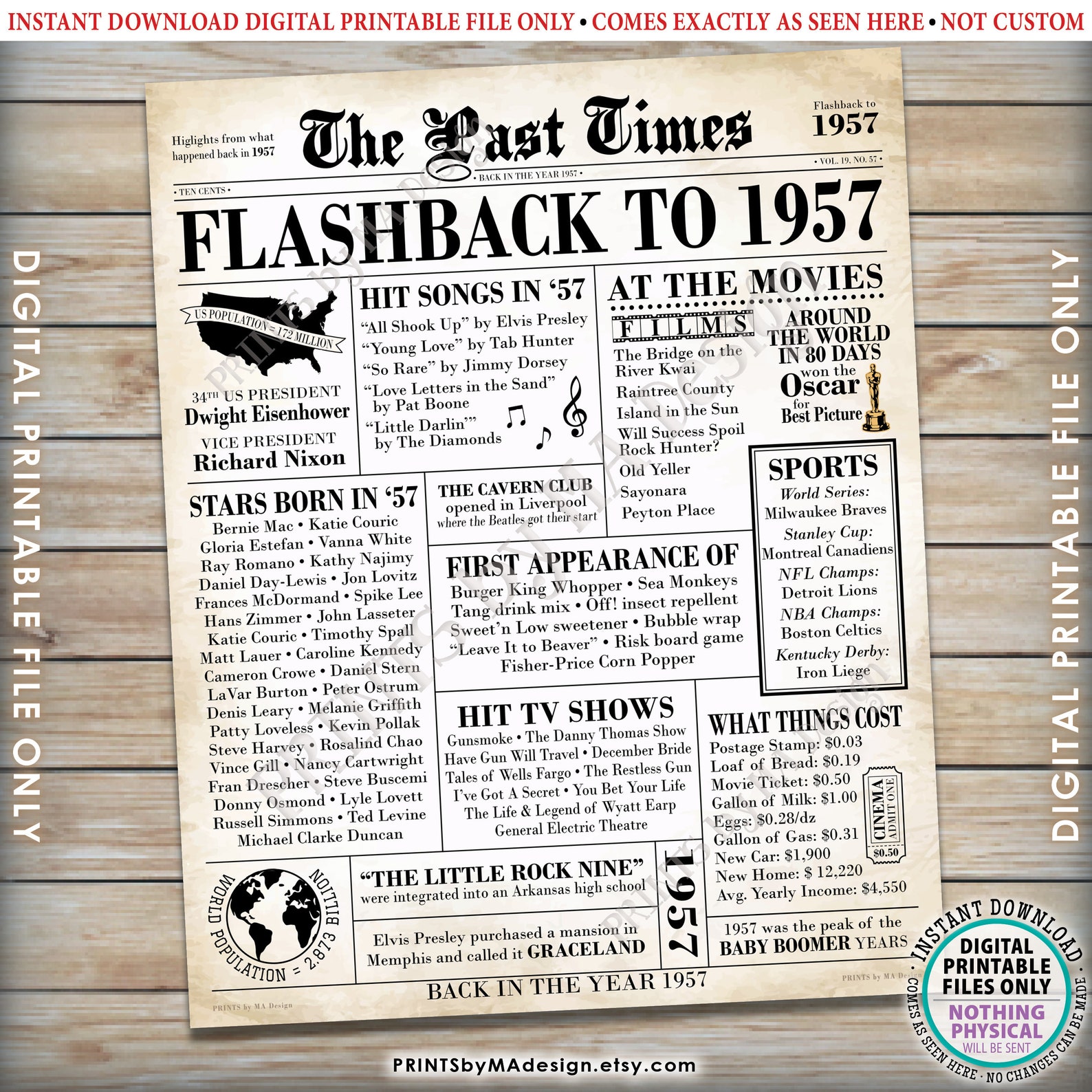 Flashback to 1957 Newspaper Back in the Year '57 USA - Etsy
