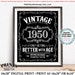 1950 Birthday Sign, Better With Age Vintage Birthday Poster, Whiskey ...
