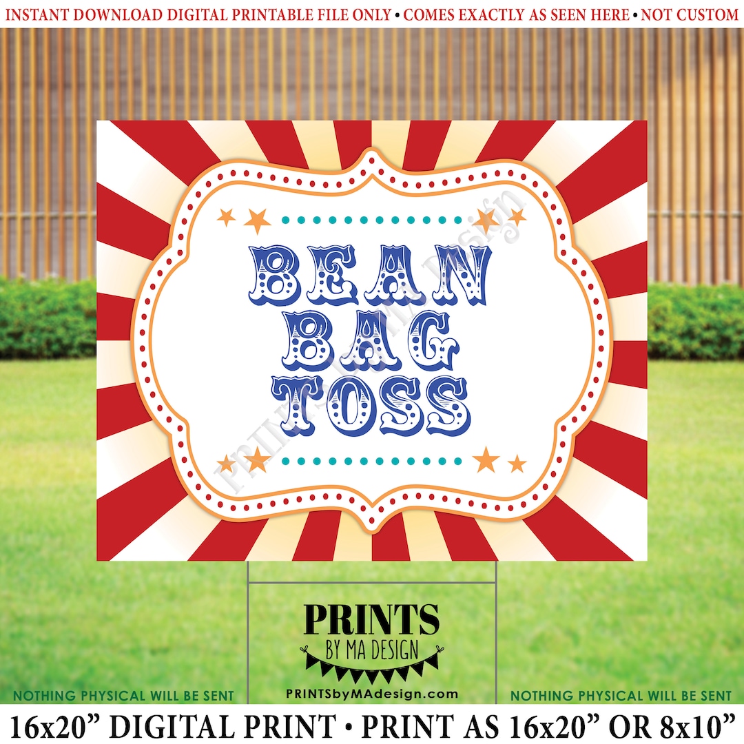 Bean Bag Toss Carnival Party Sign, Carnival Games, Circus Party ...