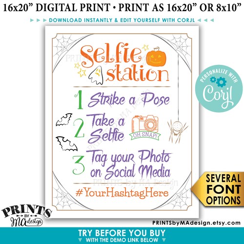 Selfie Station Sign Share Your Pic on Social Media Facebook - Etsy