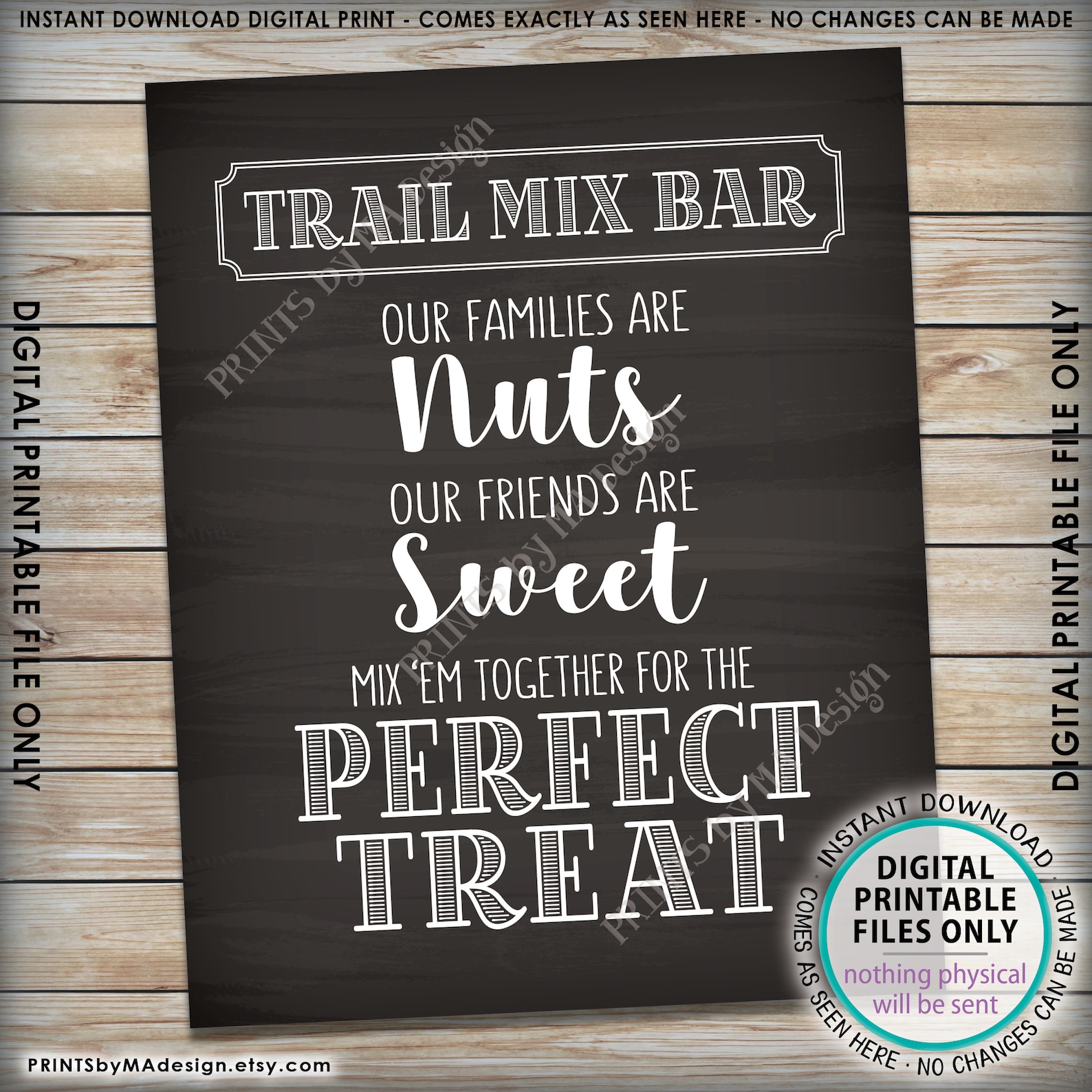 Trail Mix Bar Sign, Families Are Nuts Friends Are Sweet Mix 'em for the ...