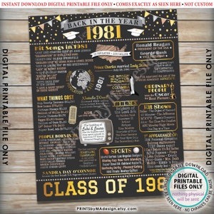 Back in 1981 Poster Board, Graduating Class of 1981 Reunion Decoration ...