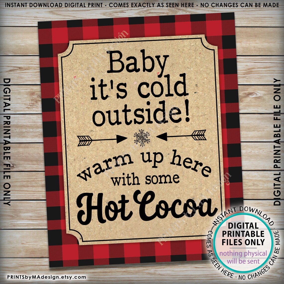 Baby It's Cold Outside Sign Lumberjack Hot Cocoa Sign - Etsy