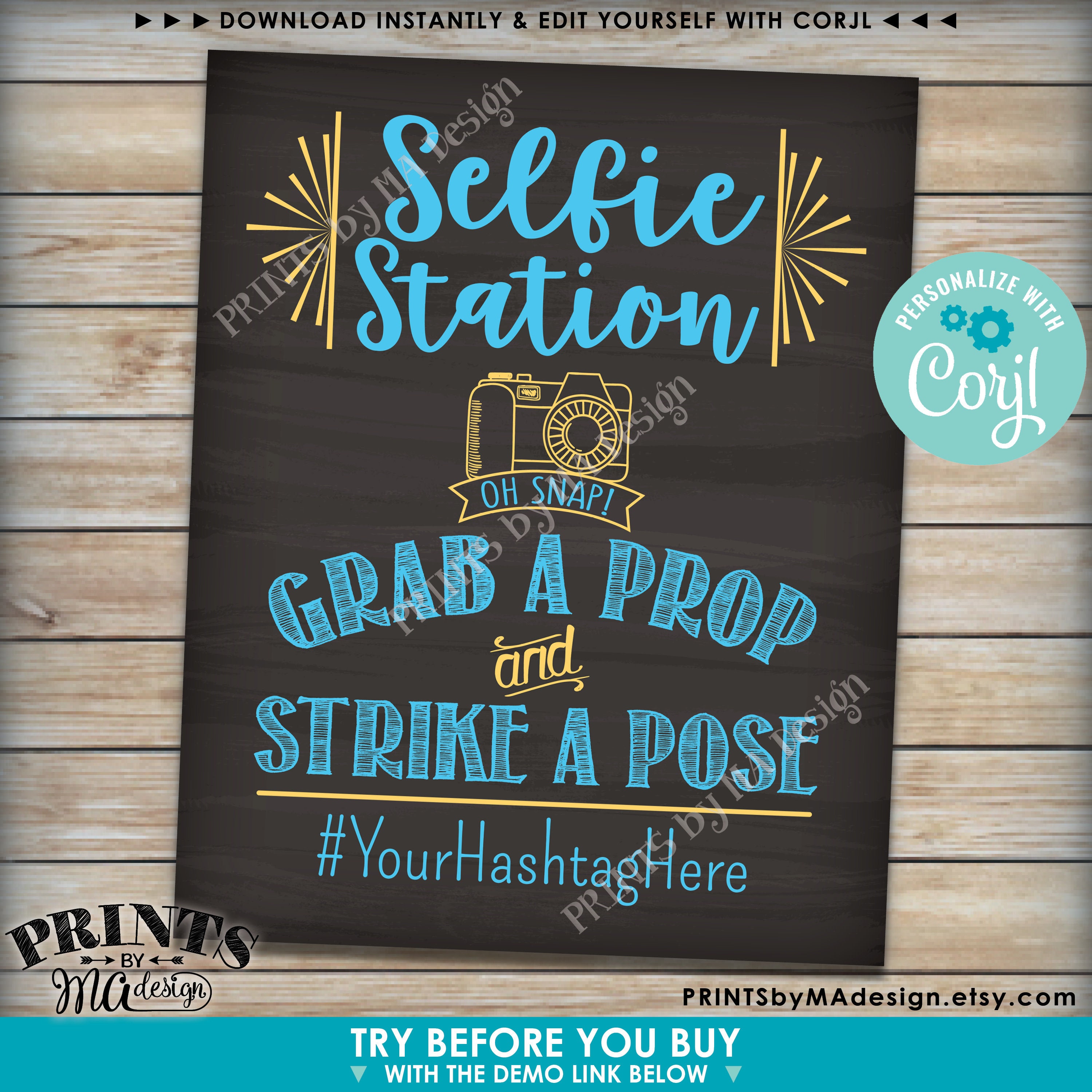 Editable Selfie Station Sign Share Pics on Social Media - Etsy UK