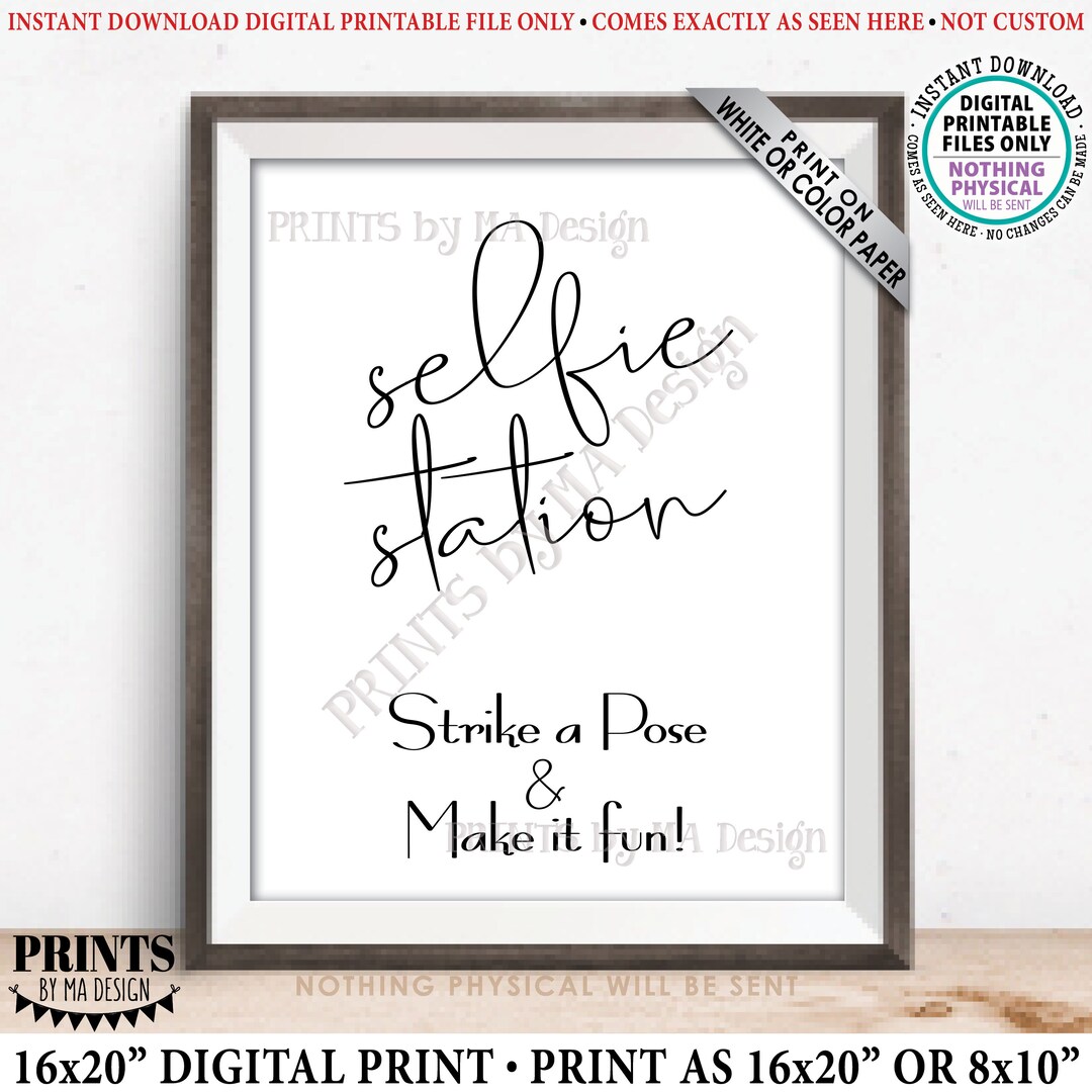 Selfie Station Sign, Strike a Pose & Make It Fun, Photobooth, Photo ...