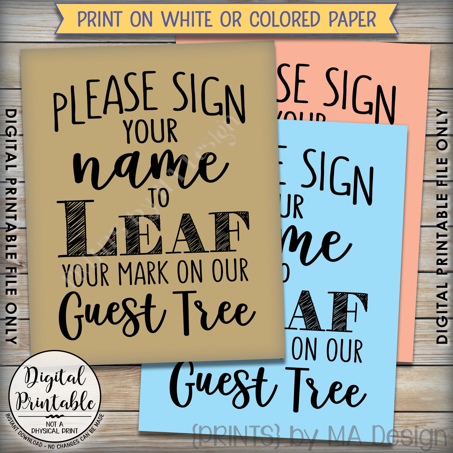 Sign a Leaf Signature, Please Sign Our Wedding Guest Tree Sign ...