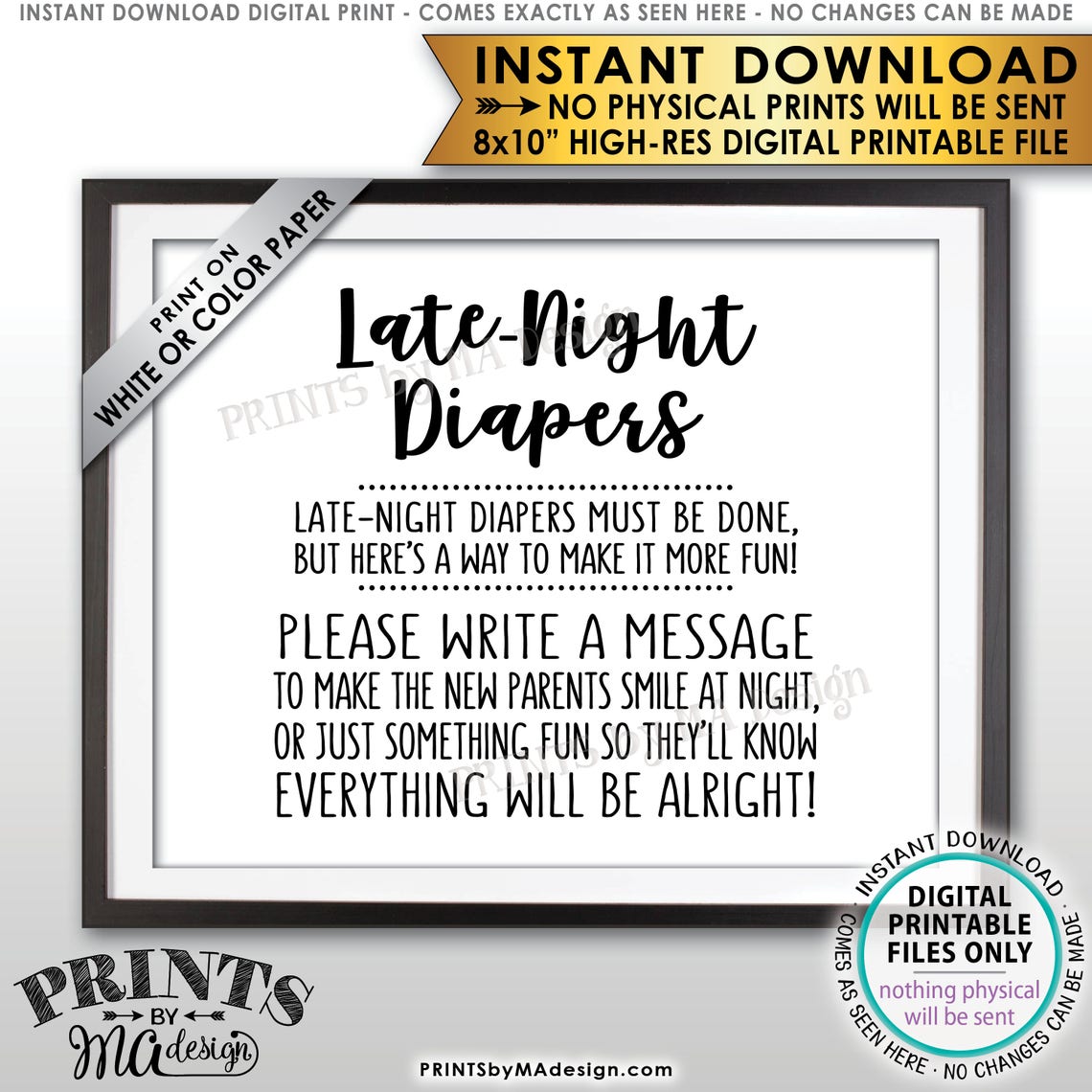 Late Night Diaper Sign Late-night Diapers Sign the Diaper | Etsy