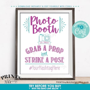 Photobooth Sign, Share on Social Media, Custom Colors, PRINTABLE 8x10 ...