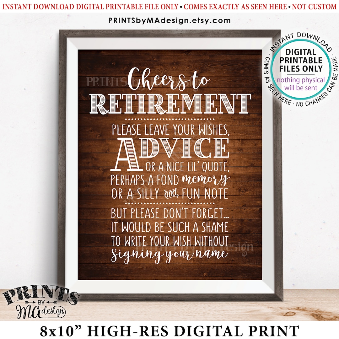 Cheers to Retirement Party Sign, Leave Your Wish, Advice, or Memory for ...