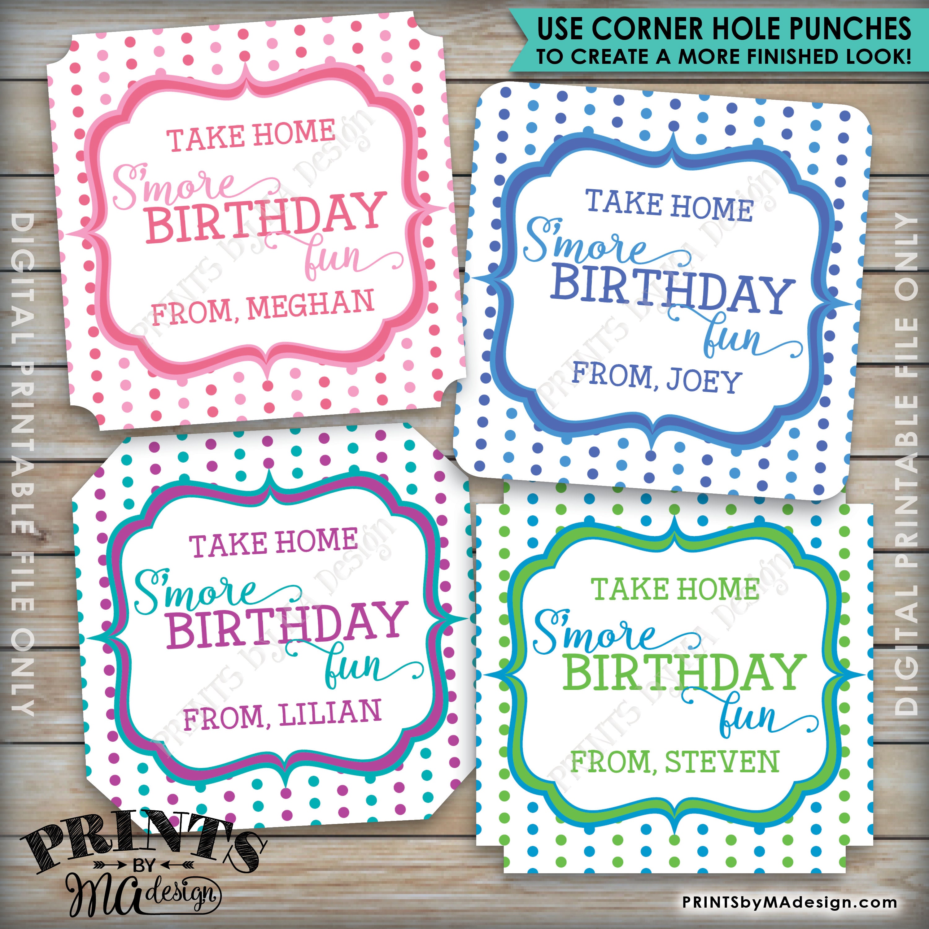 Birthday Party S'more Favors, Smore Fun, Smore Tag, Party Favors, Smore ...