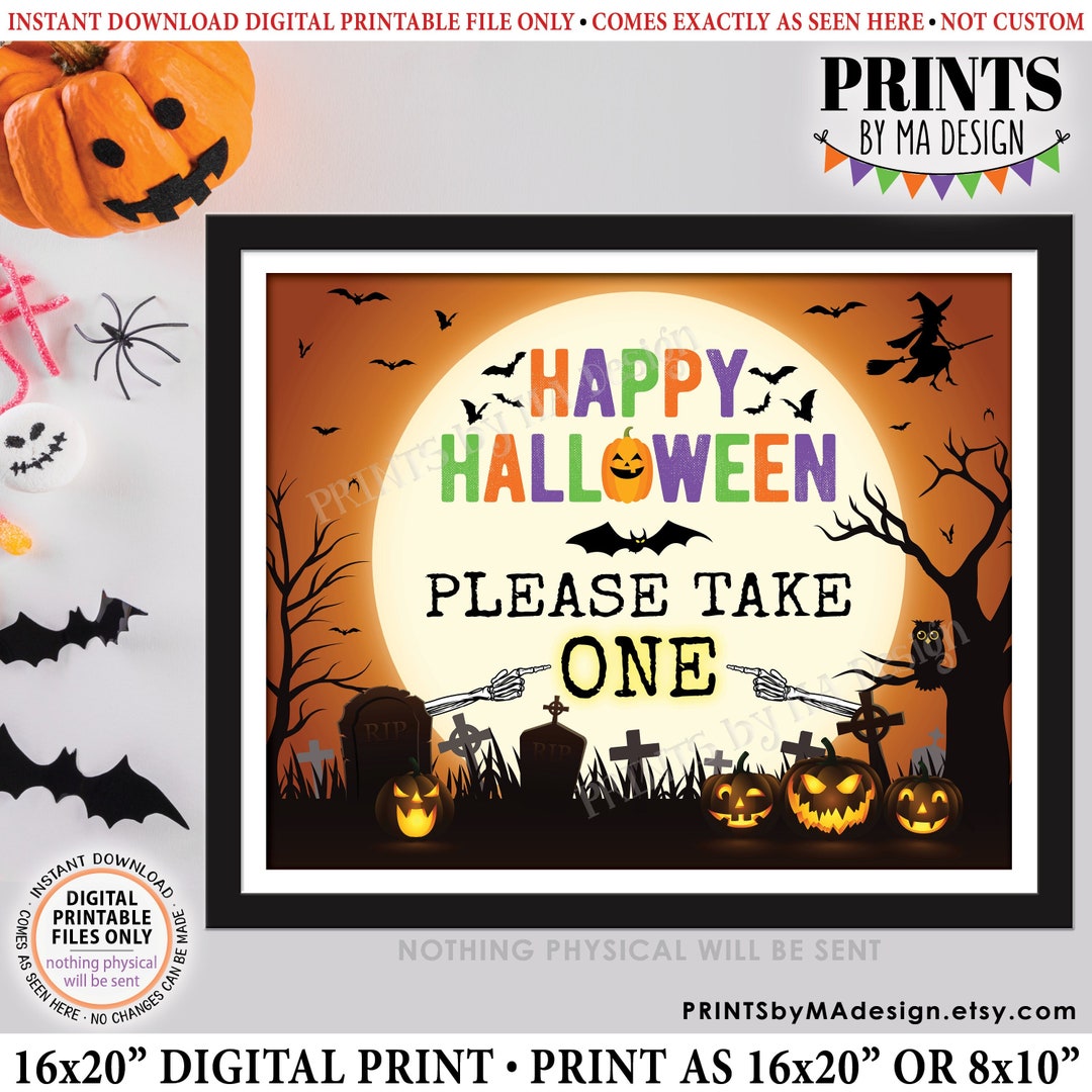 Please Take One Candy Sign Happy Halloween Trick-or-treat - Etsy