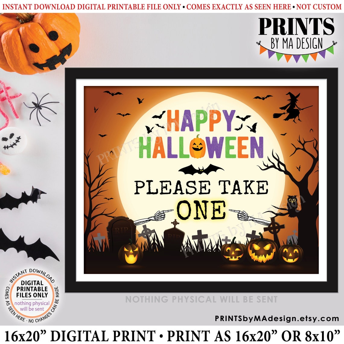 Please Take One Candy Sign Happy Halloween Trick-or-treat - Etsy