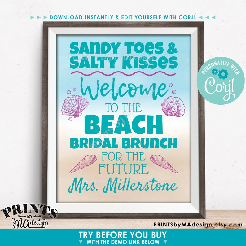 Beach Bridal Shower Welcome Sign Bridal Shower Beach Sign | Etsy