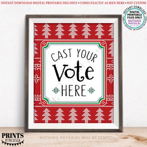 Cast Your Vote Here Ugly Christmas Sweater Voting Sign, Ugliest, Most ...
