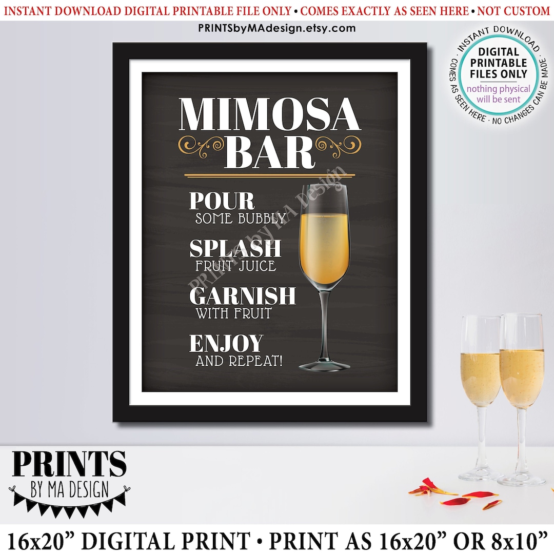 Mimosa Bar Sign, Make Your Own Mimosa, Wedding Bridal Shower Beverages ...