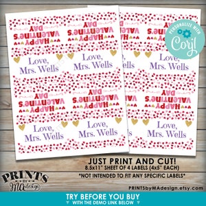 Valentine's Day Goodie Bag Labels, Valentine's Day Party Favors ...