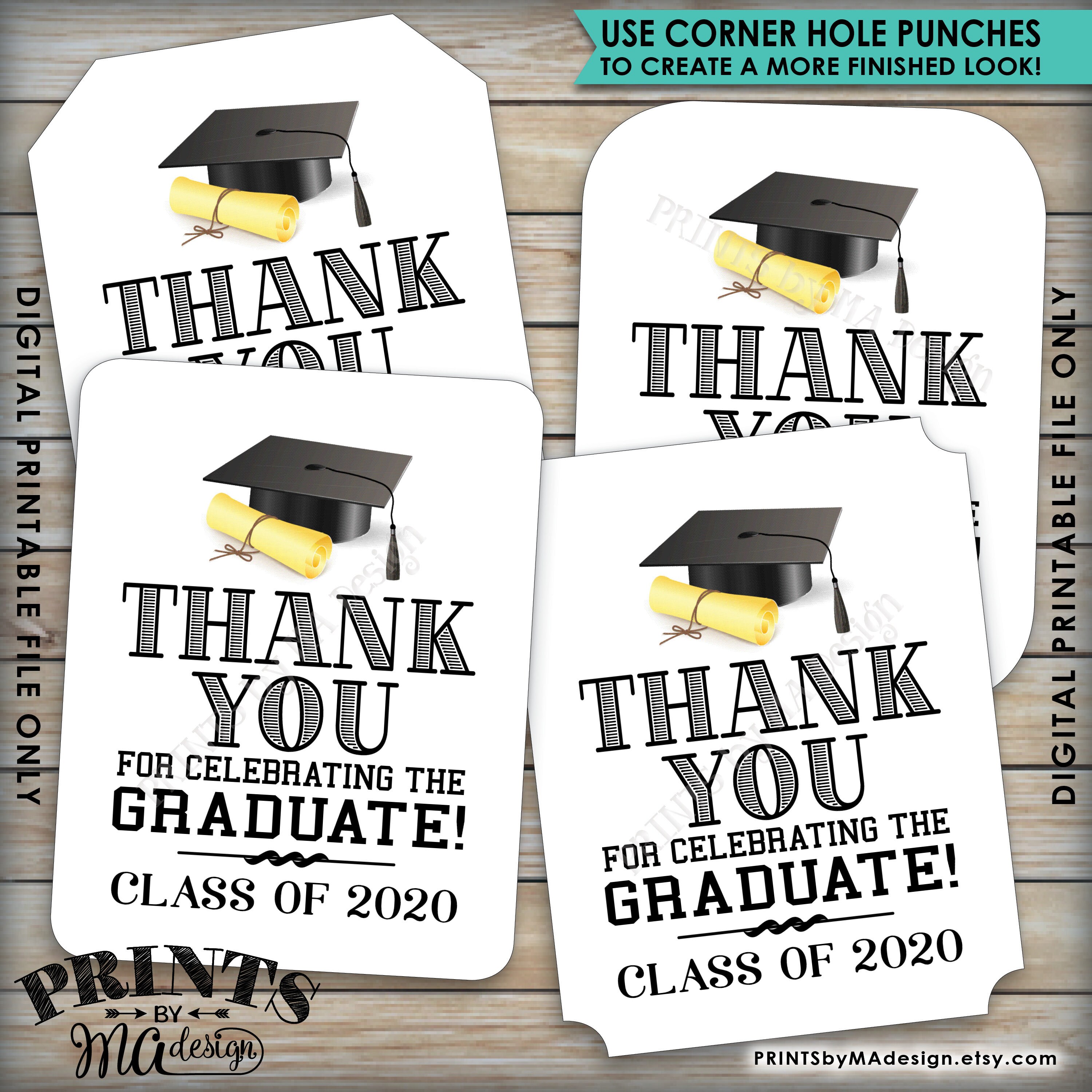 Graduation Tags, Class of 2020 Graduation Party Thank You Favors, Thank ...