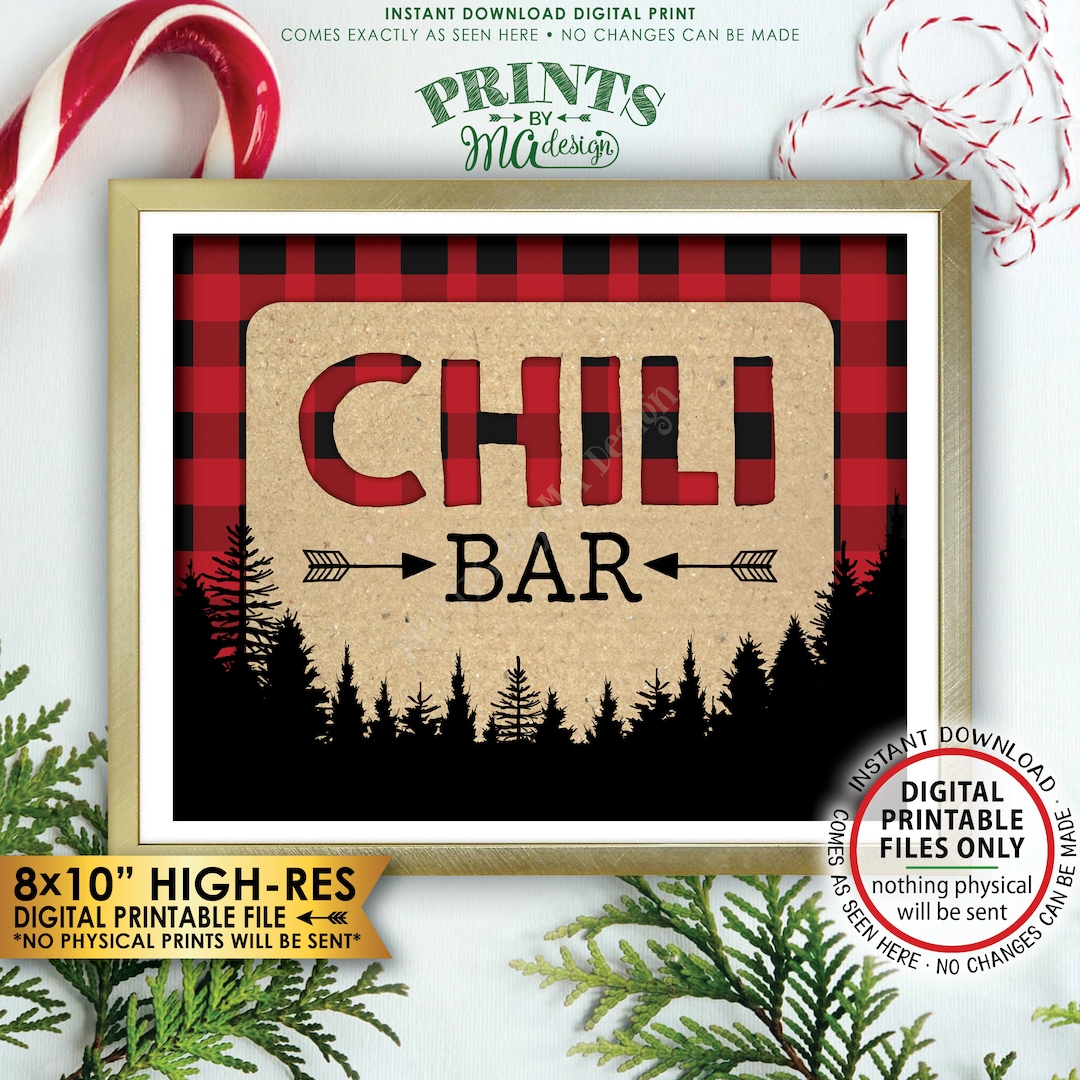Lumberjack Chili Bar Sign, Chili Station, Red & Black Checker PRINTABLE ...