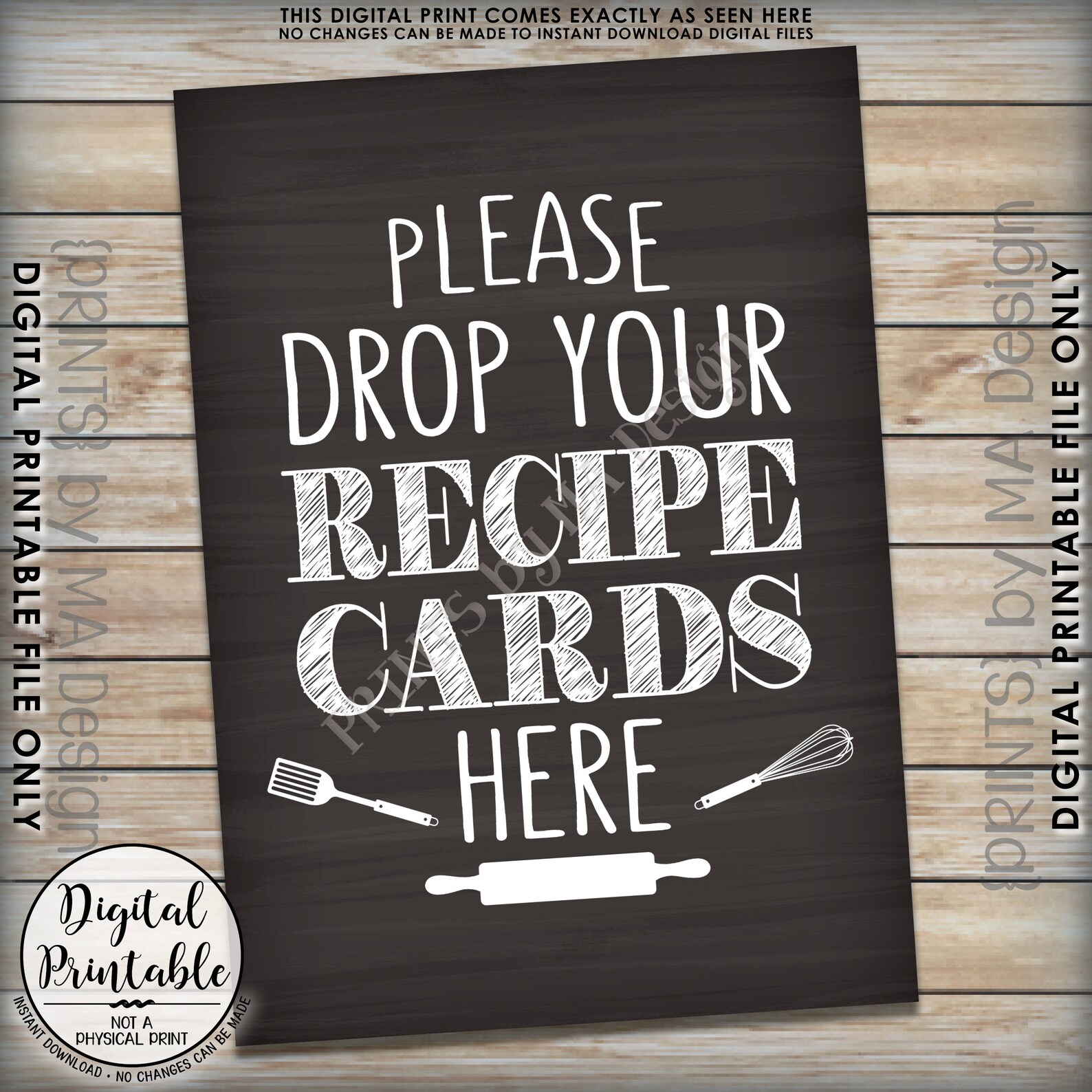 Drop Your Recipe Card Here Sign Recipe Card Drop-off Bridal - Etsy