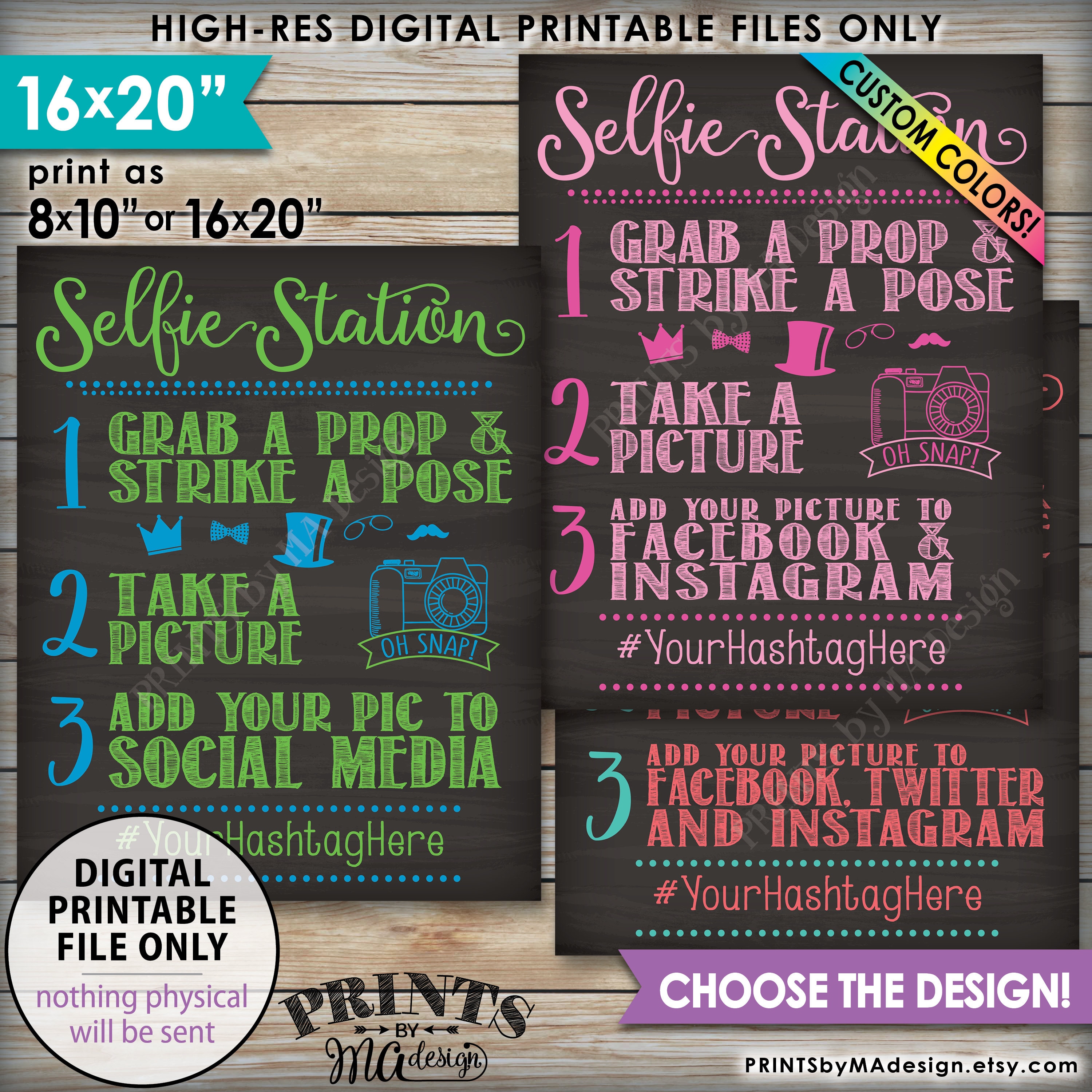 Selfie Station Sign, Add photo to Social Media, Facebook Instagram ...