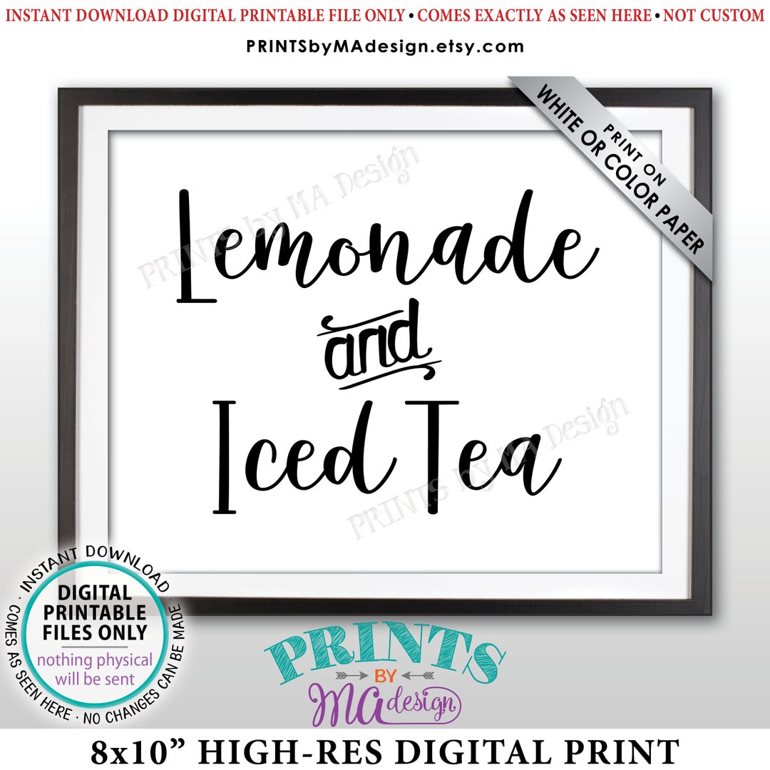 Lemonade & Iced Tea Sign, Ice Tea and Lemonade, Non-alcoholic Drinks ...