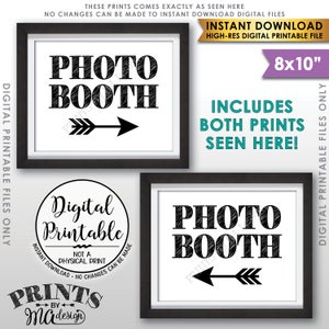 Photobooth Directions, Point to Photobooth Sign, Right & Left Arrow to ...