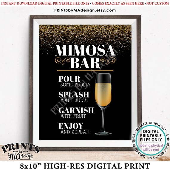 Mimosa Bar Sign Make Your Own Mimosa Sign PRINTABLE 8x10 - Etsy