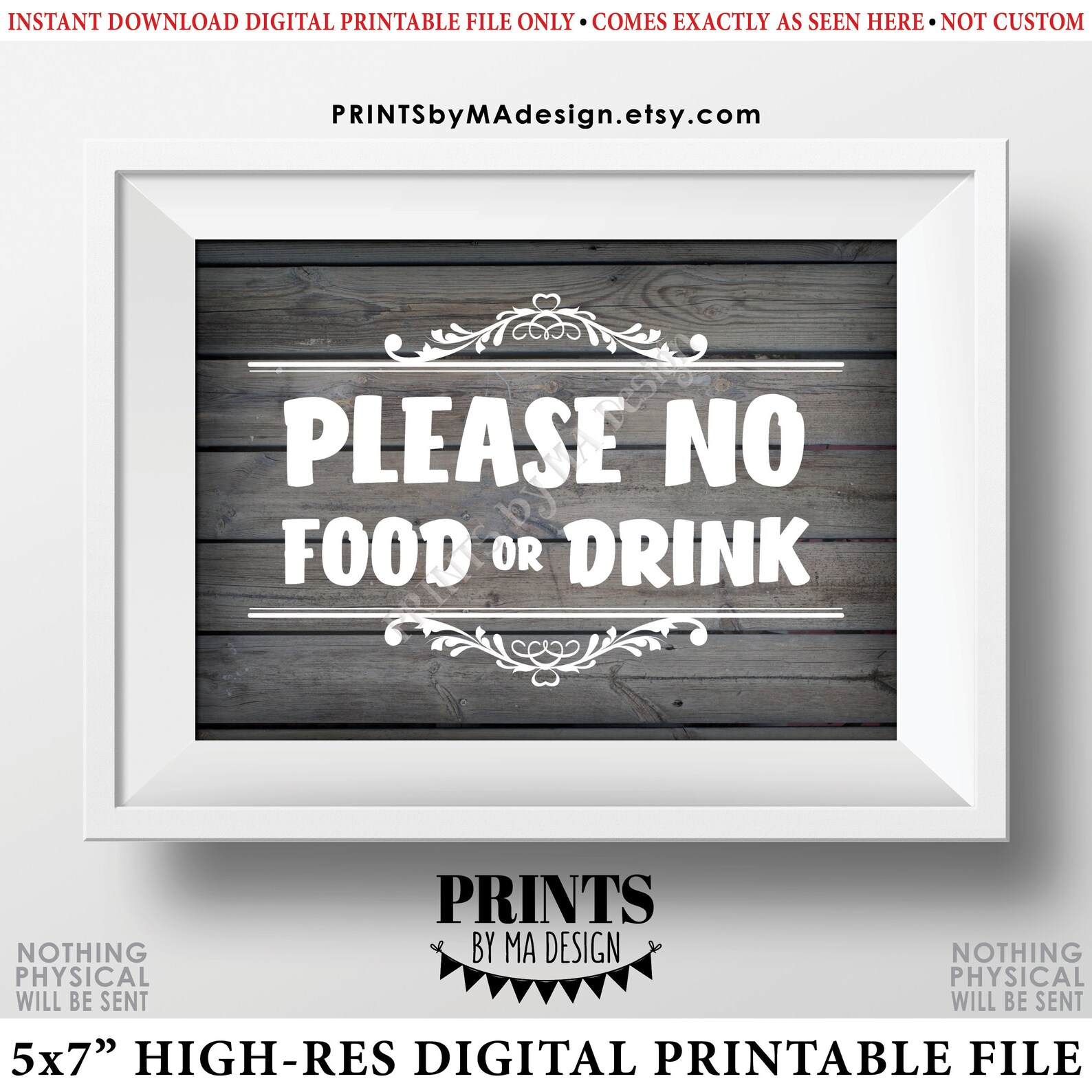 Please No Food or Drink Sign Keep Food Out PRINTABLE 5x7 | Etsy