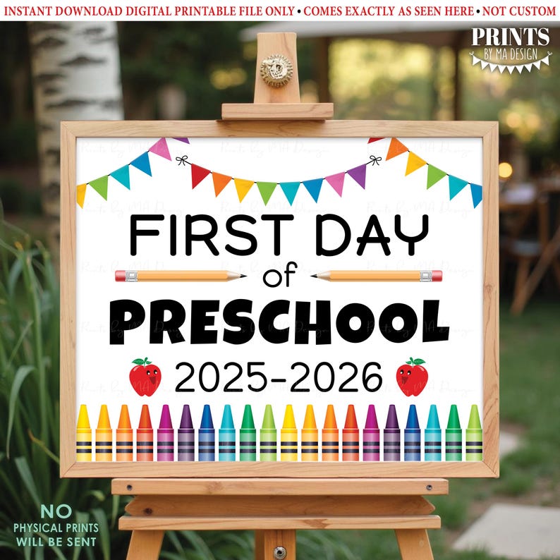 First Day of School Sign, Preschooler Starting Preschool, Pre-k, 2025 ...