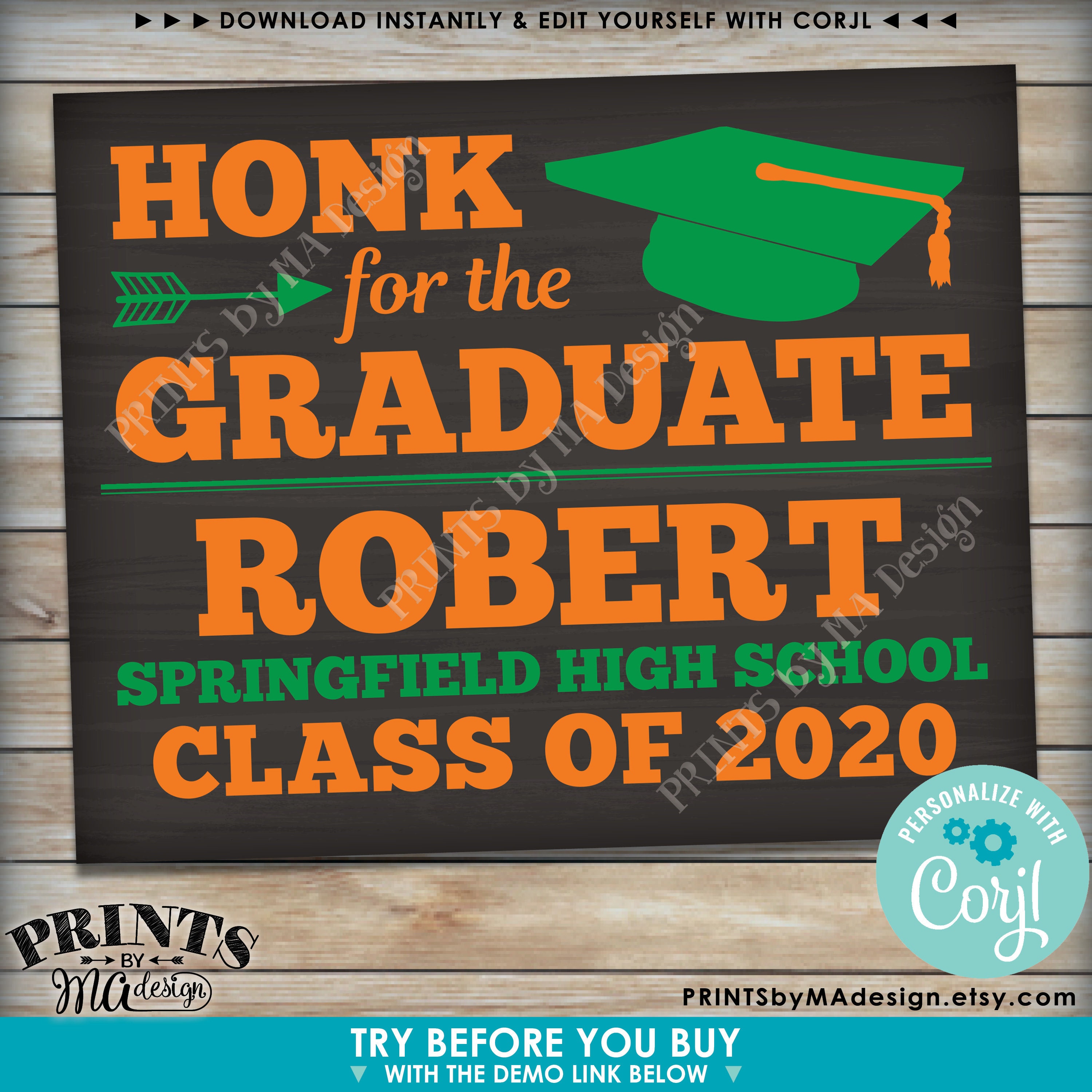 Editable Honk Graduation Sign Honk for the Graduate One - Etsy