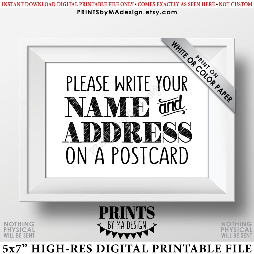 Address a Postcard Sign, Graduation Party, Birthday, Retirement ...