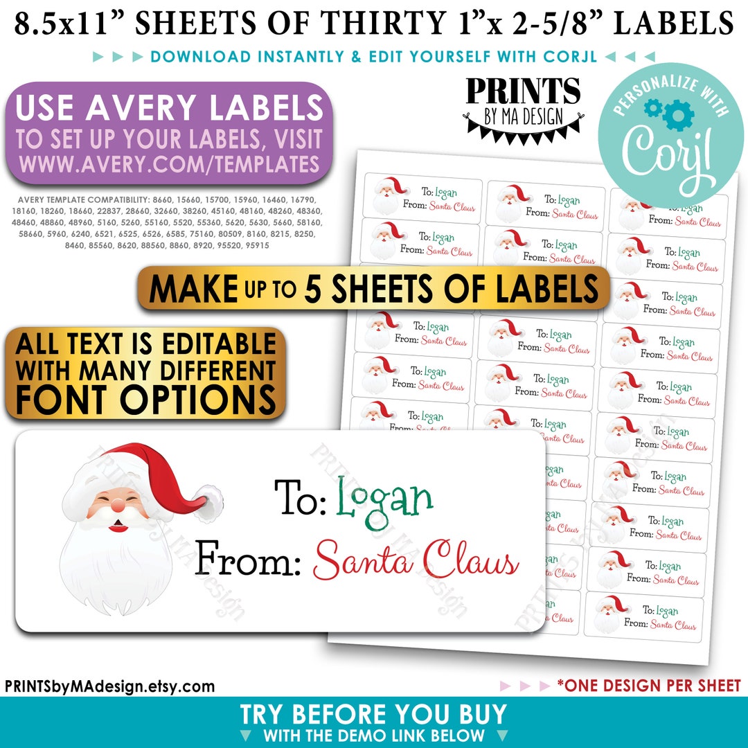 Editable Christmas Gift Labels, Personlaized X-mas Present Tags, up to ...