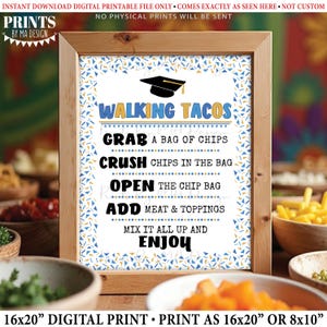 Walking Tacos Graduation Party Sign, Grad Party Taco Bar Sign, Fiesta ...