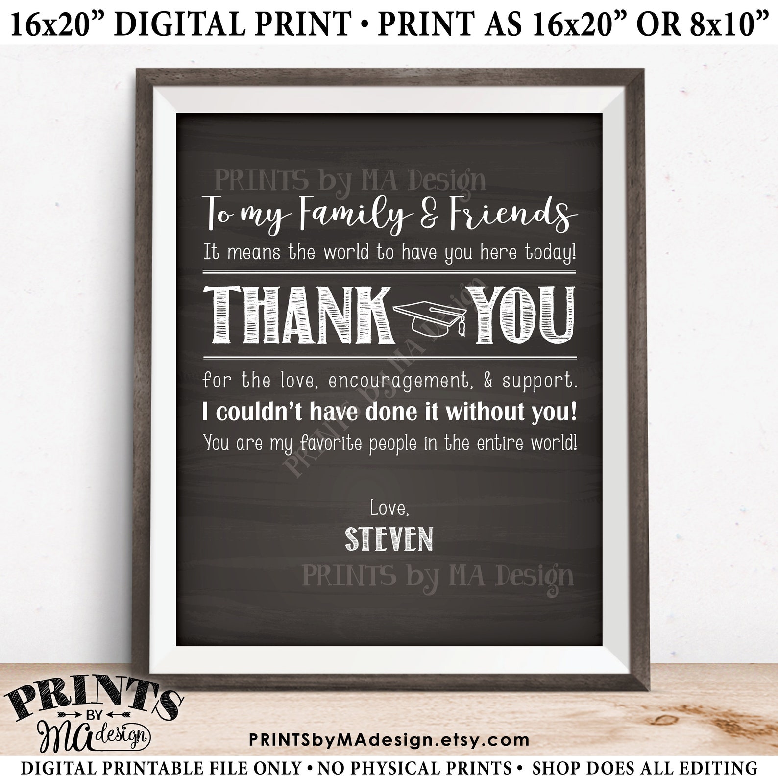 Thank You Sign Thanks From the Graduate Graduation Party | Etsy