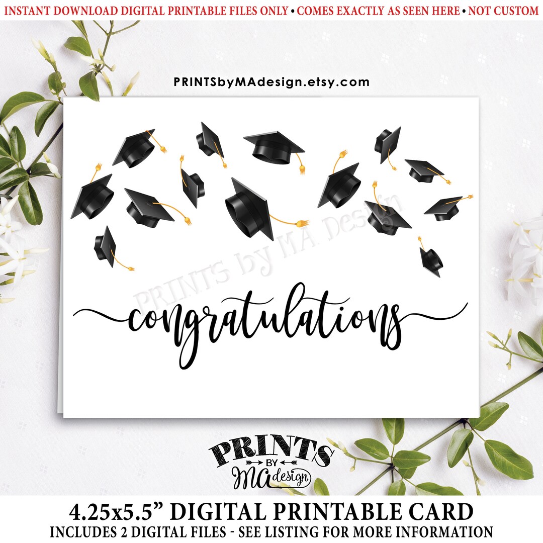 Graduation Card, Congratulations, Graduation Party, PRINTABLE 4.25x5.5 ...